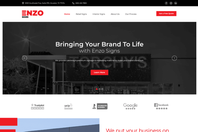 Enzo Signs | Website Project | LeadOrigin