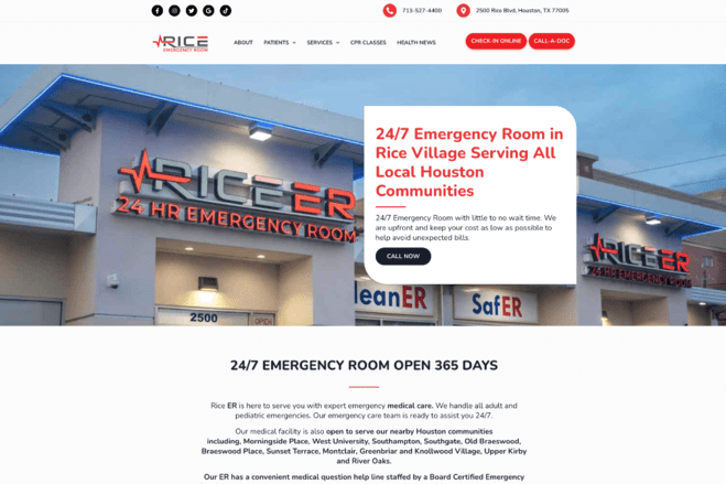 Rice Emergency Room | Website Project | LeadOrigin